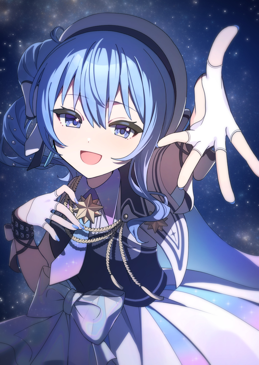 Safebooru - 1girl blue eyes blue hair fingerless gloves hololive ...