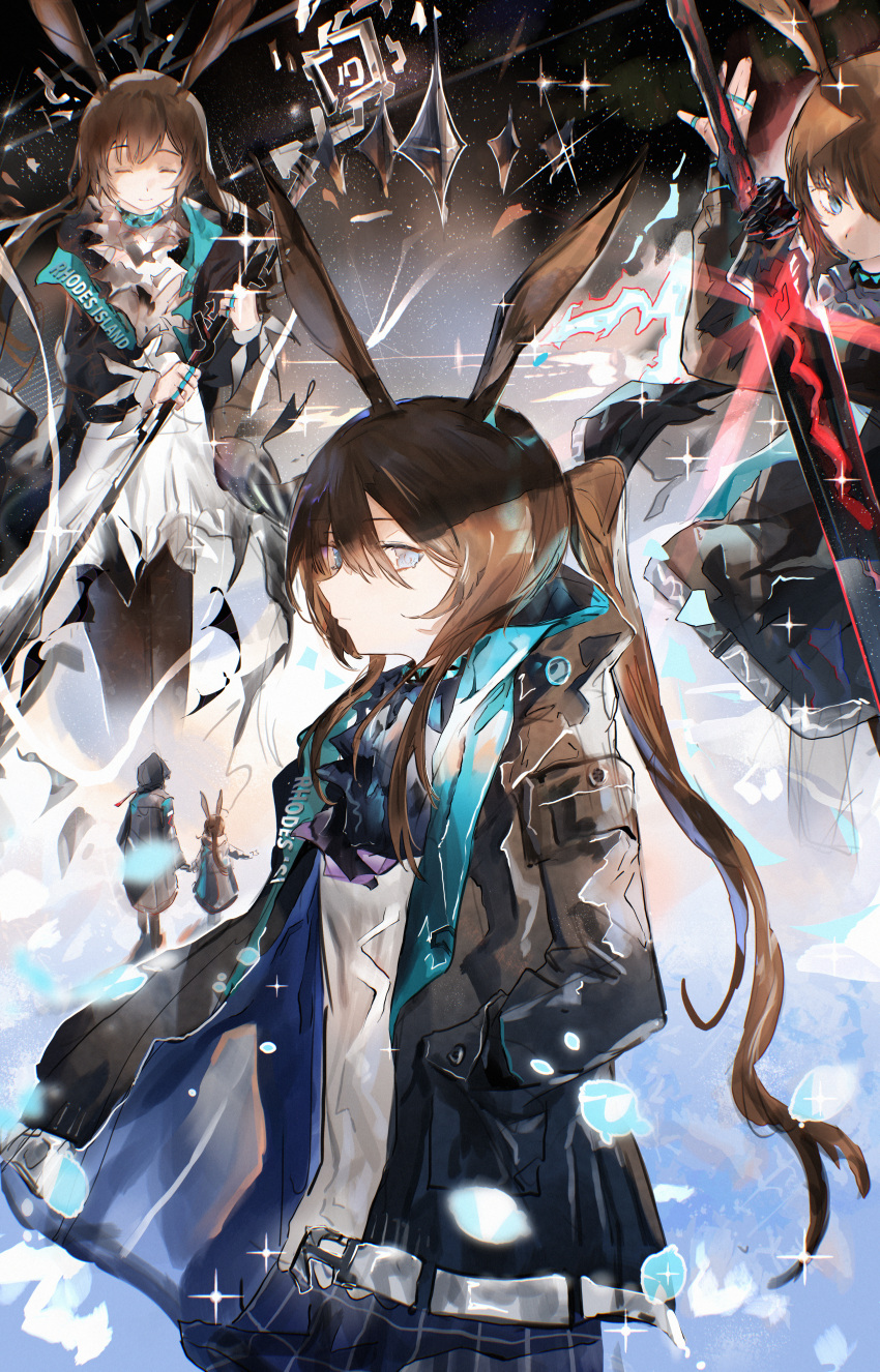 Safebooru - 1other 3girls absurdres amiya (arknights) arknights ascot black ascot black coat ...