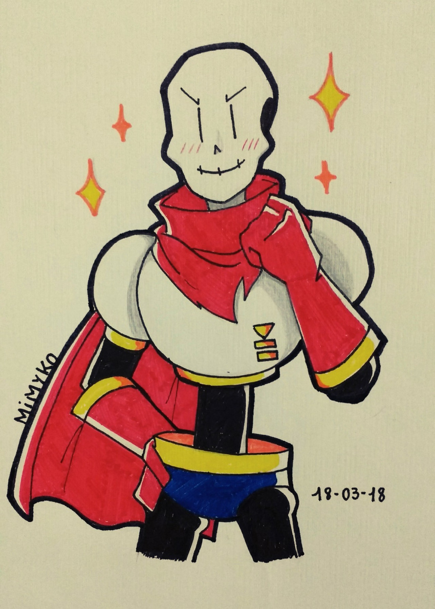 Safebooru - >:) 1boy 2016 2d armor artist name blue shorts cape ...