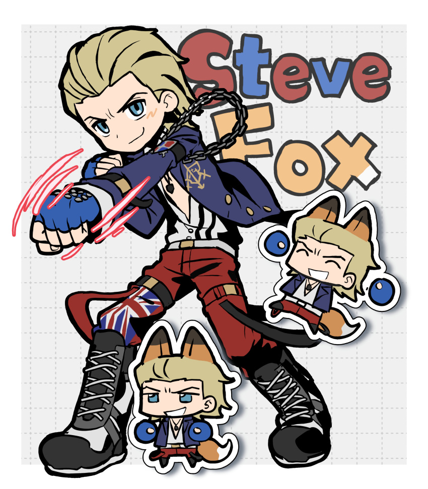 Safebooru - 1boy absurdres animal ears arms up belt belt buckle black belt blonde hair blue eyes ...