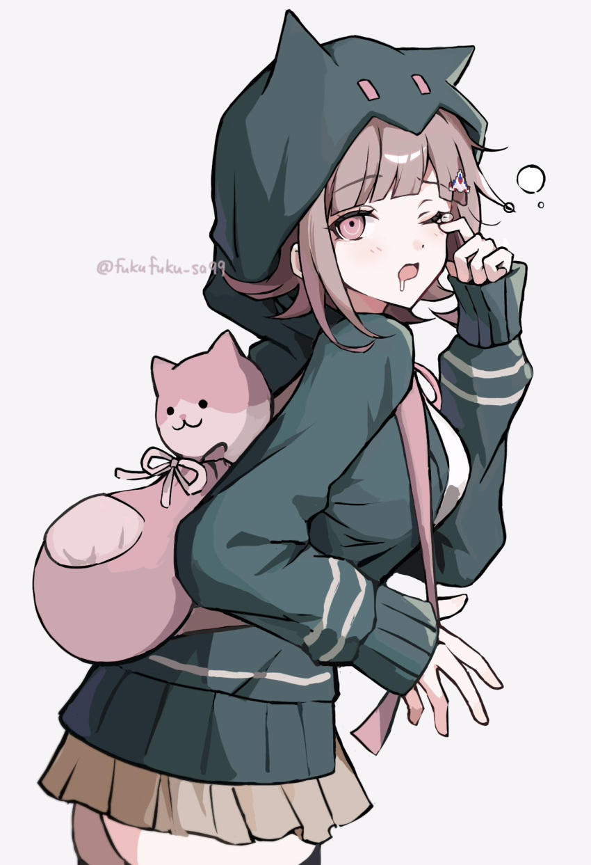 Safebooru - 1girl animal bag brown hair cat bag danganronpa (series ...