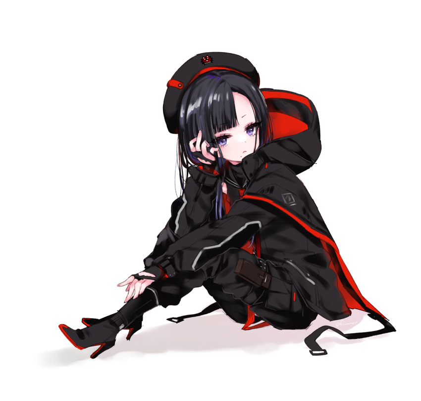 Safebooru - 1girl asymmetrical bangs beret black hair commentary request eunhwa (nikke) fummy ...