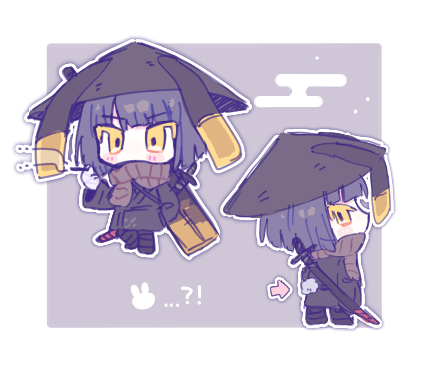 Safebooru - !? 1girl animal ear headwear arrow (symbol) black hair ...