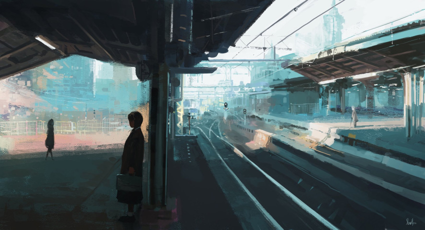 Safebooru - city day flower highres original overhead line peony ...