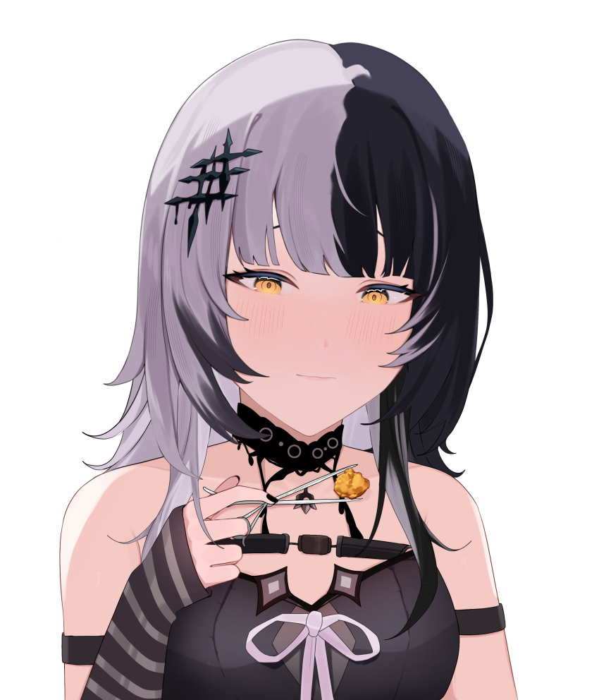 Safebooru - 1girl absurdres black arm warmers black choker black dress black hair black nails ...