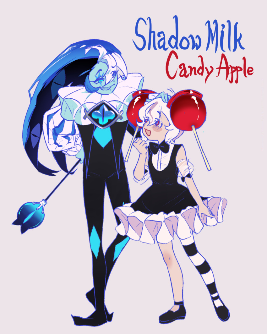 Safebooru - 1boy 1girl black bow blue eyes blue skin bow candy apple ...