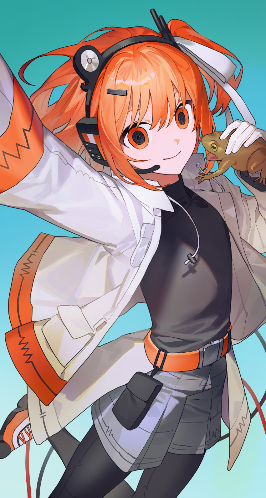 Safebooru - 1girl a.i. voice absurdres adachi rei aqua background belt black pantyhose black ...