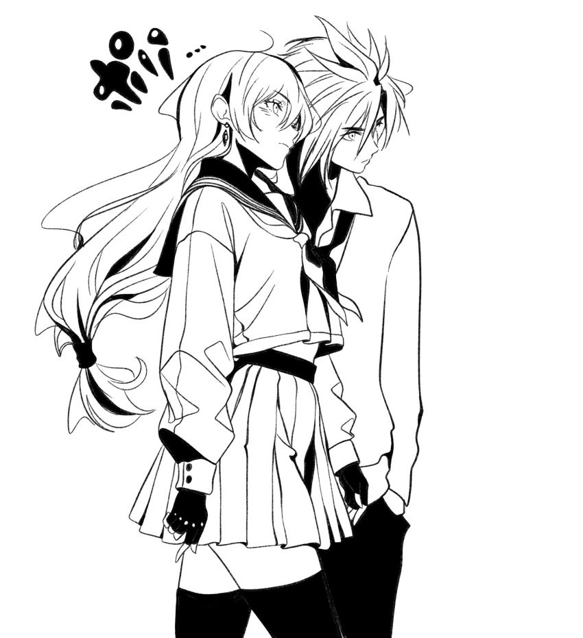 Safebooru - 1boy 1girl black gloves black pants black sailor collar ...