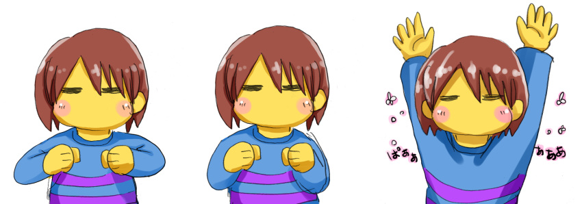 Safebooru 1other 2019 2d 3koma Ambiguous Gender Arms Up Blue Shirt 3165