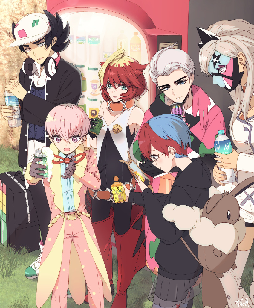 Safebooru - 3boys 3girls absurdres ahoge atticus (pokemon) baseball cap ...