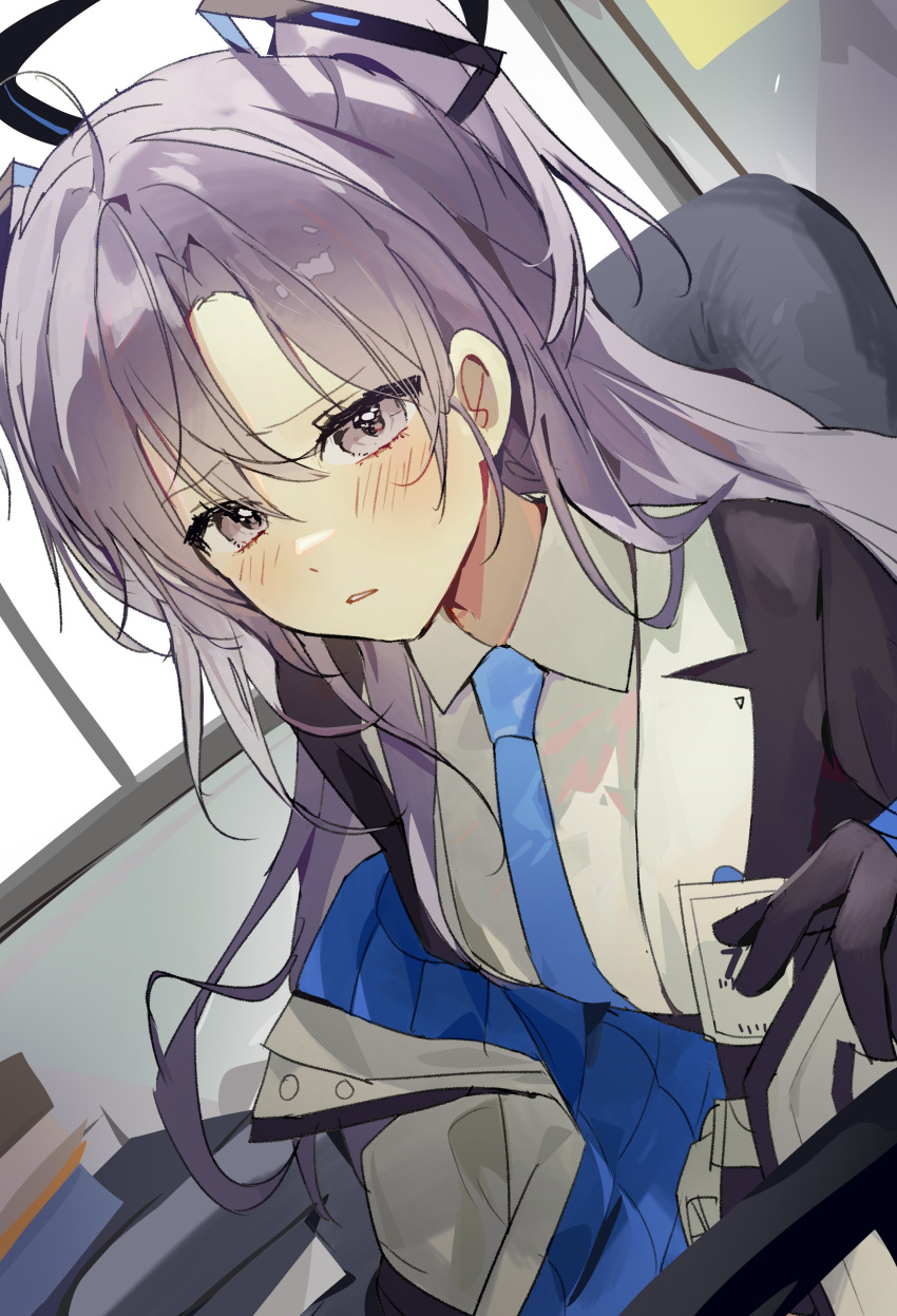 Safebooru - 030 bv 1girl absurdres black halo blue archive blue necktie collared shirt gloves ...