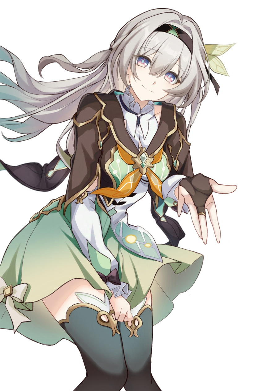 Safebooru - 1girl aqua dress aqua thighhighs black hairband bridal ...