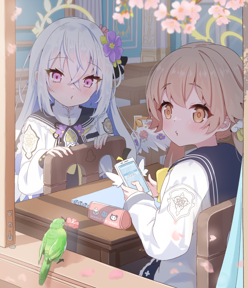 Safebooru - 2girls azusa (blue archive) bird black pantyhose black ...