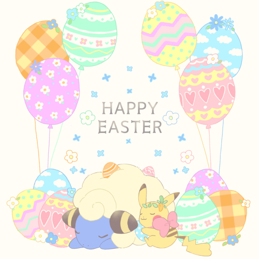 Safebooru - balloon blue flower bow closed mouth easter easter egg egg ...