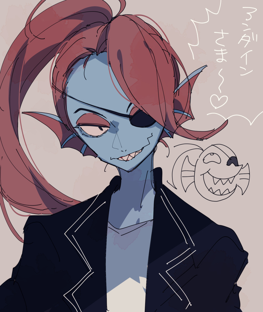 Safebooru - 1girl alternate costume blue skin colored skin grin highres ...