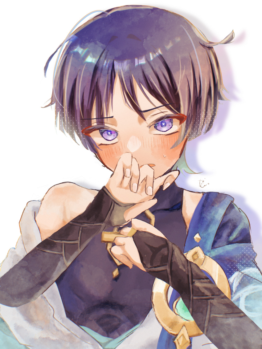 Safebooru - 1boy absurdres aqua gemstone armor black bodysuit black ...