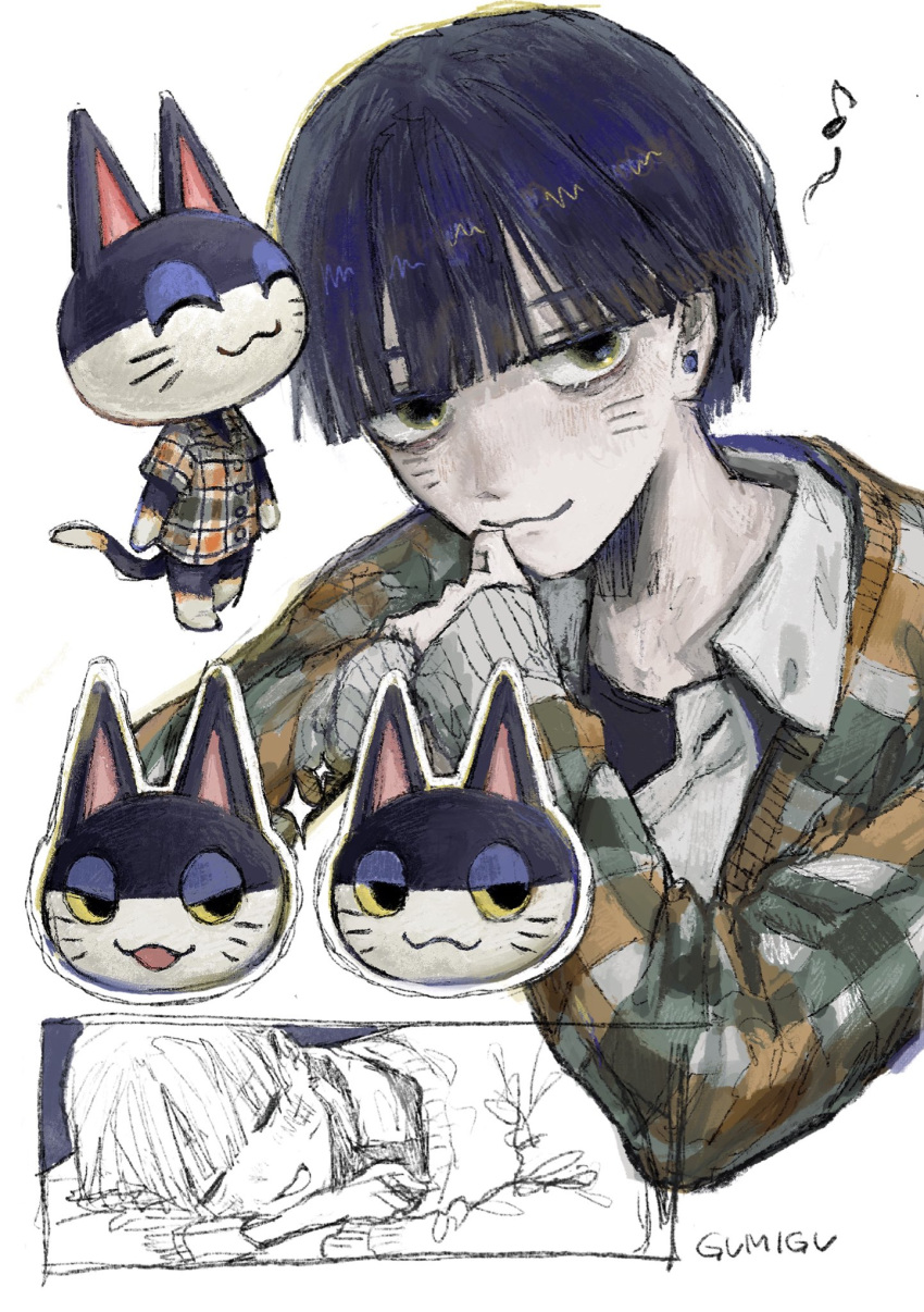 Safebooru - 2boys animal crossing blue eyes cat boy furry furry and ...