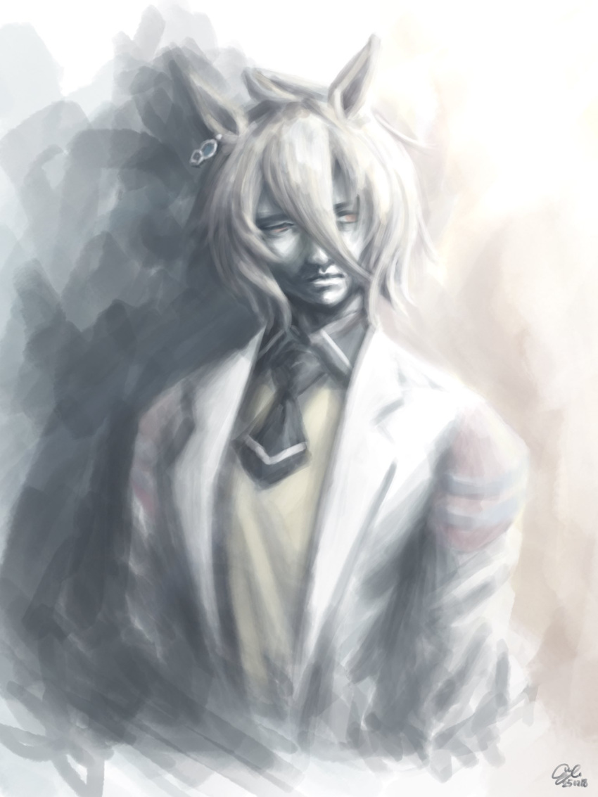 Safebooru - 1girl agnes tachyon (umamusume) ahoge animal ears black necktie black shirt brown ...