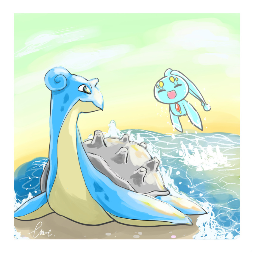 Safebooru - beach border closed eyes commentary request eme ko lapras ...