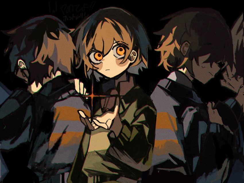 Safebooru - 2others blue sweater blush stickers brown hair chara ...