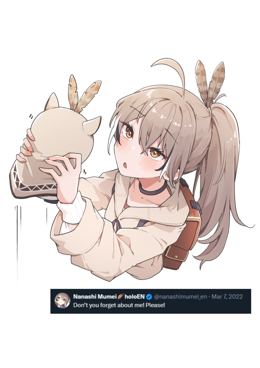 Safebooru - 1girl absurdres ahoge airenif backpack bag black choker brown bag brown eyes brown ...