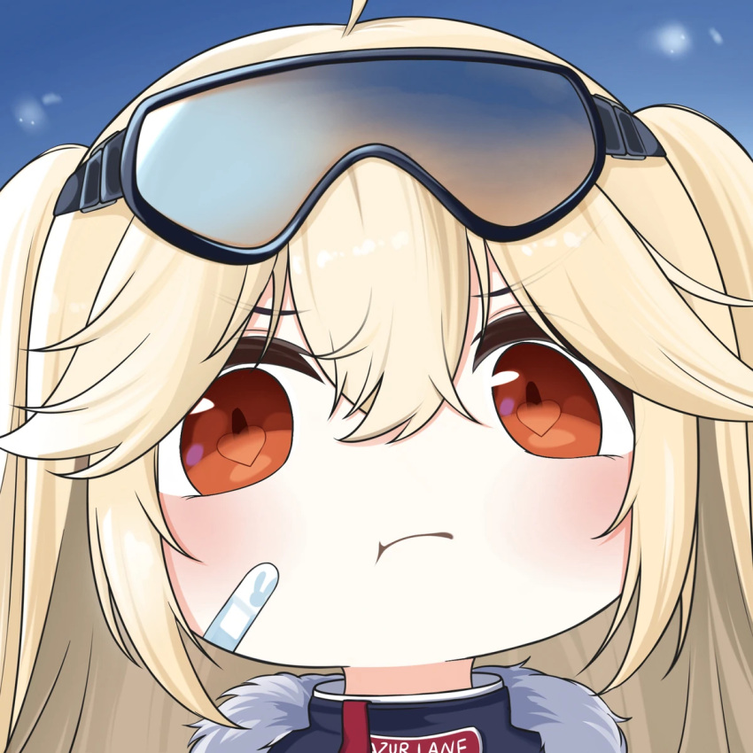 Safebooru - 1girl azur lane bluecher (azur lane) goggles on head long hair pout quancy twintails ...