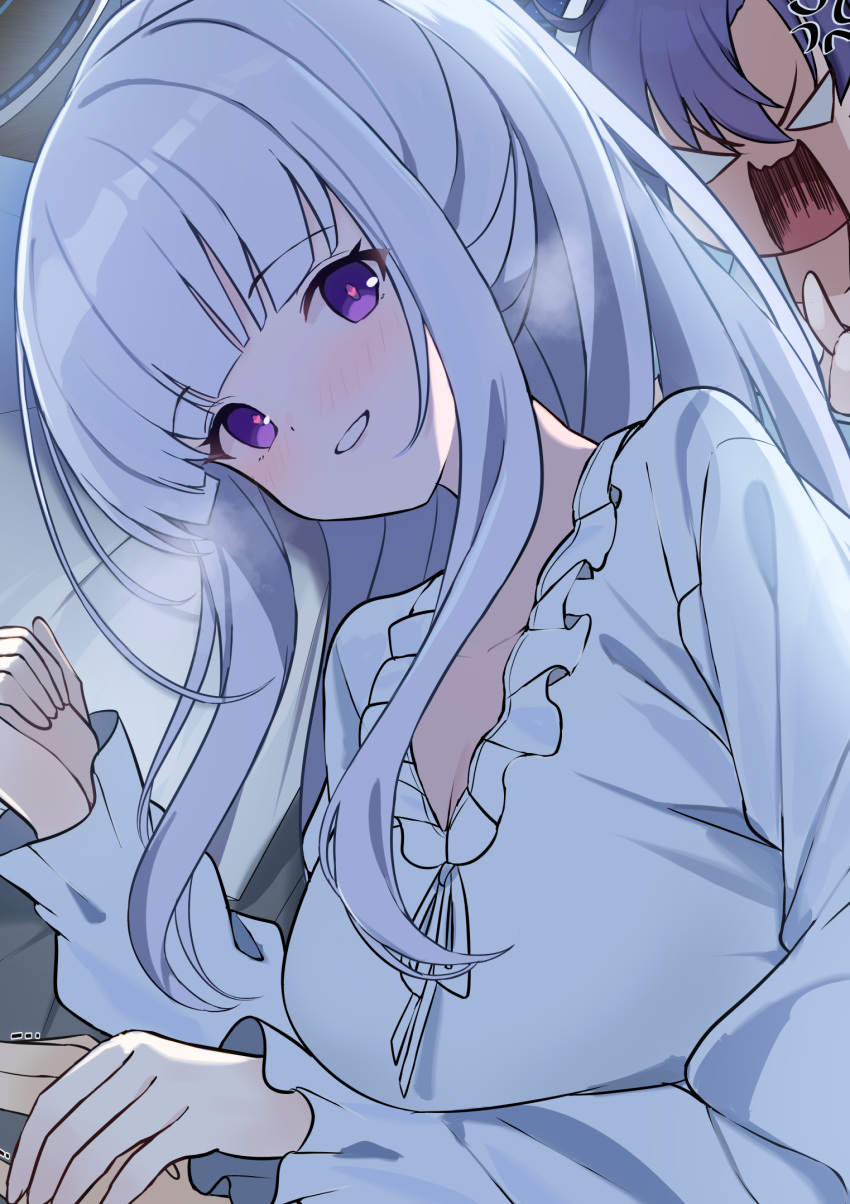 Safebooru - 2girls ahoge angry blue archive halo highres long hair ...