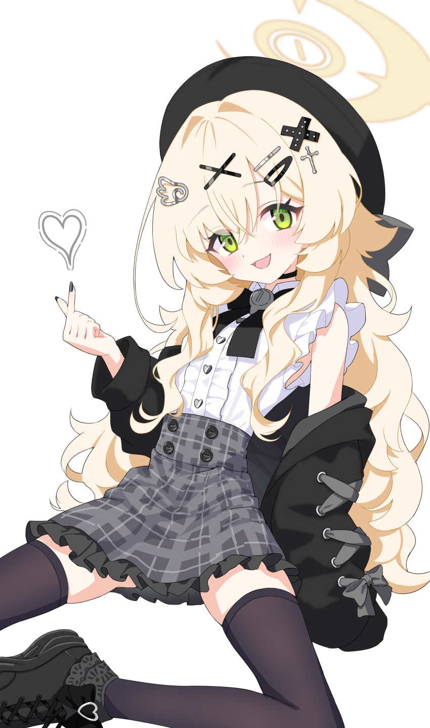 Safebooru - 1girl absurdres beret black bow black bowtie black coat black shoes blonde hair blue ...