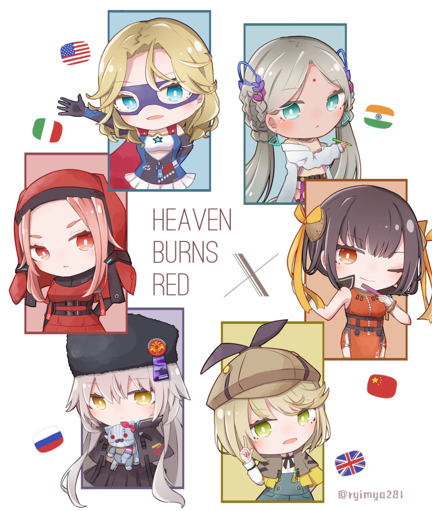 Safebooru - 6+girls bindi black hair blonde hair blue eyes breasts ...