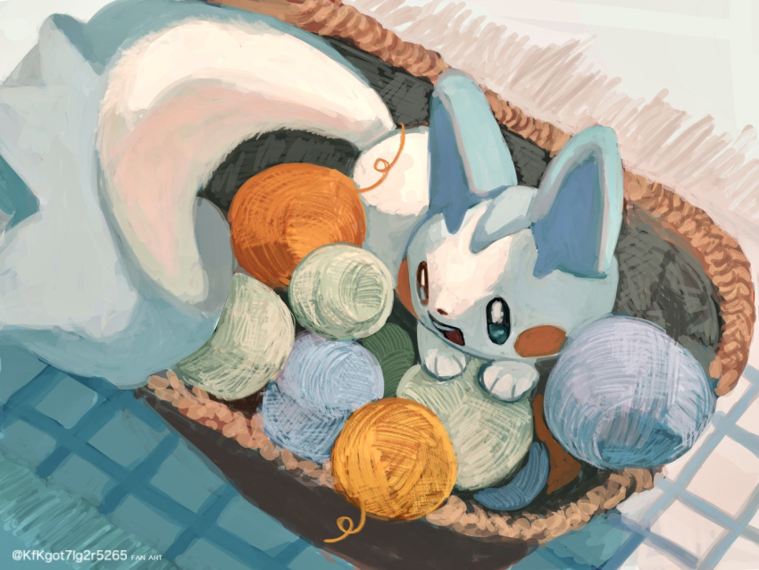 Safebooru - animal focus artist name basket blue fur from above highres ...