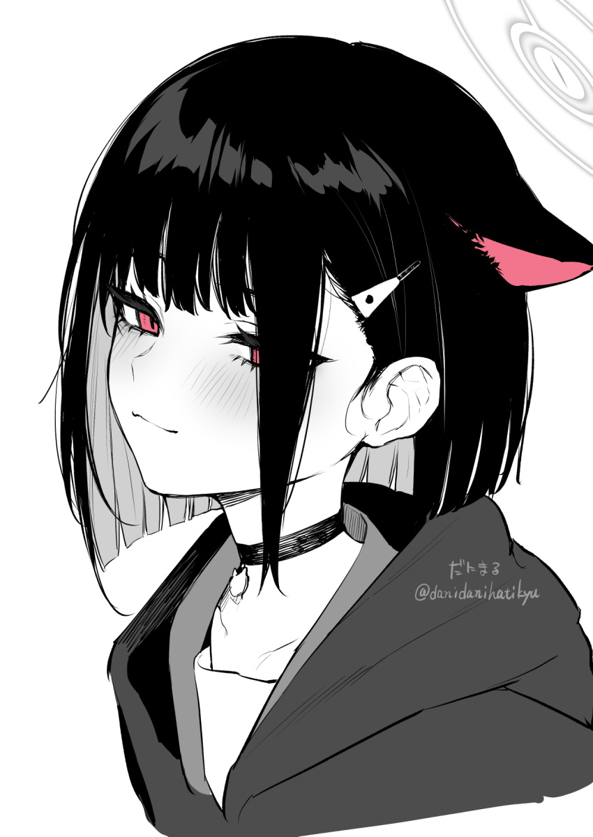 Safebooru - 1girl animal ears blue archive blush cat choker cat ears choker collarbone danimaru ...