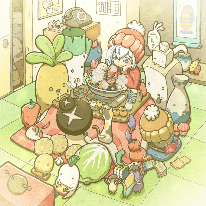 Safebooru - 1girl 6+others absurdres amabie blue eyes blue hair book ...