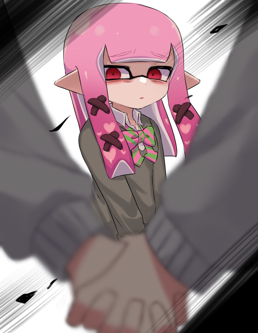 Safebooru - 1girl 2others amakusa setoka bags under eyes blunt bangs blunt ends blurry blurry ...