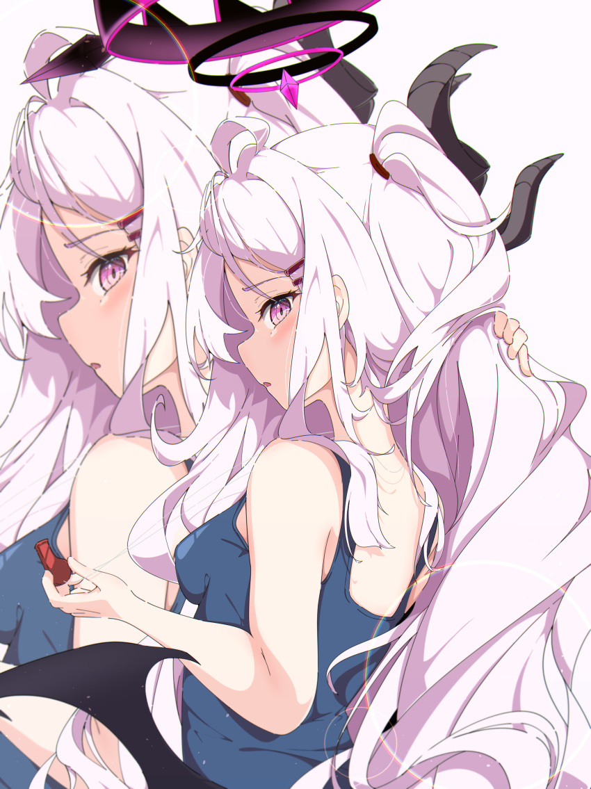 Safebooru - 1girl absurdres ahoge alternate hair length alternate hairstyle black halo black ...