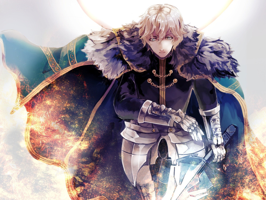 Safebooru - 1boy armor blonde hair blue eyes cape excalibur galatine (fate) fate/grand order ...