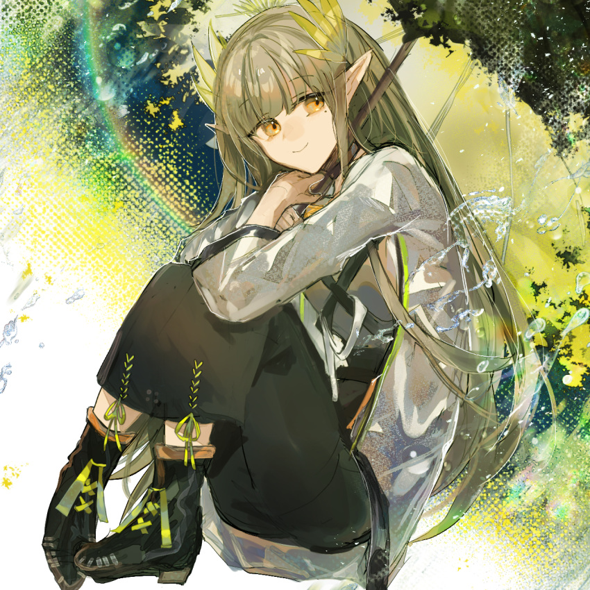 Safebooru - 1girl ankle boots arknights black boots black skirt blonde hair boots closed mouth ...