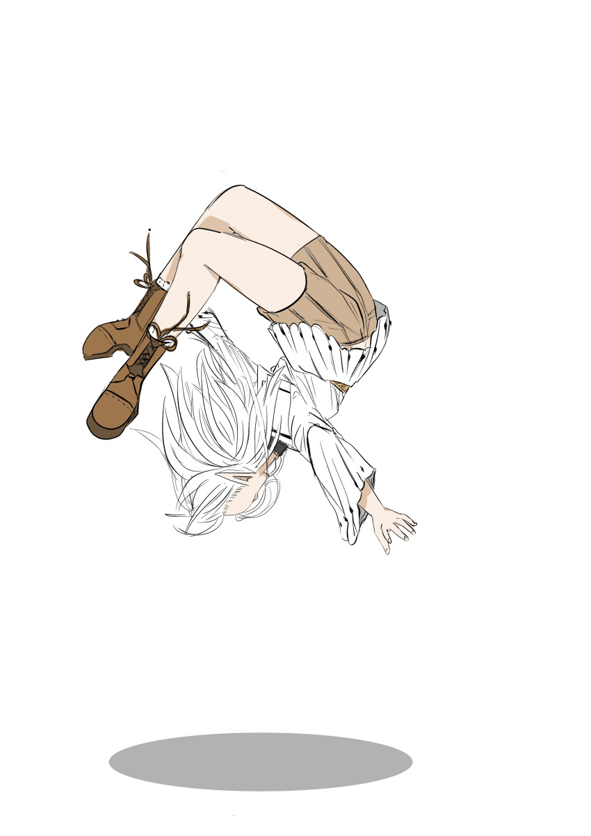 Safebooru - 1girl absurdres arched back boots brown boots brown shorts ...