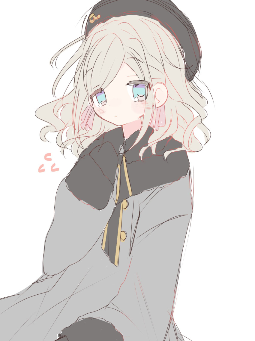 Safebooru - 1girl beret black gloves black hat blue eyes blush ceras yanagida lilienfeld ceras ...