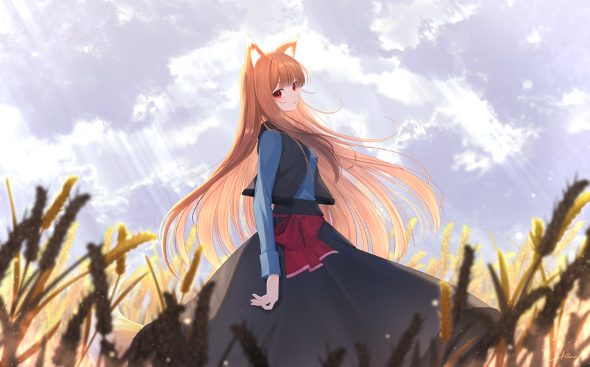 Safebooru - 1girl animal ear fluff animal ears black skirt black vest blue shirt brown hair ...