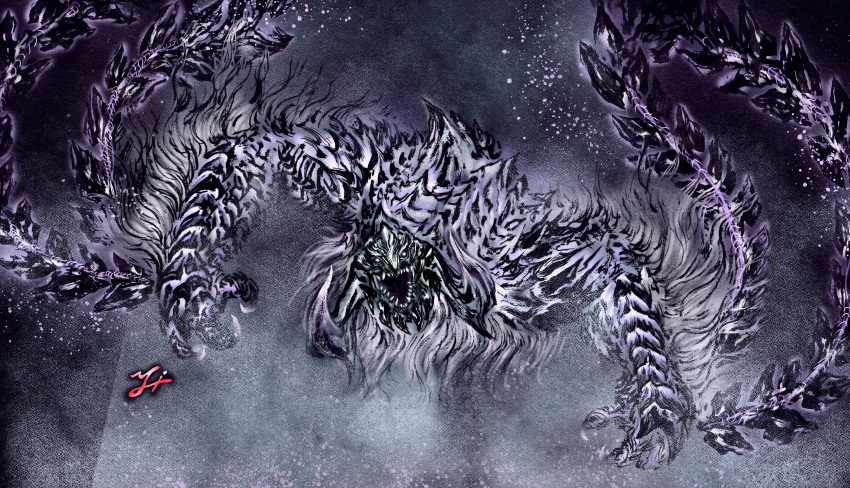 Safebooru - absurdres arkveld calligraphy brush (medium) claws curled ...