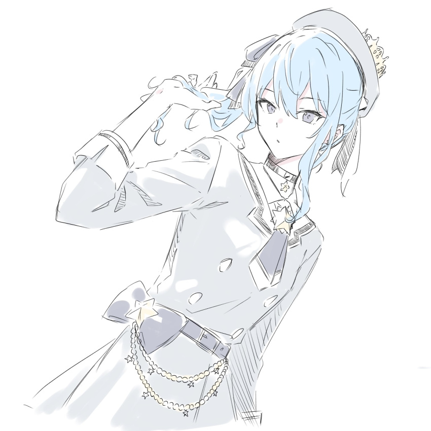 Safebooru - 1girl ascot belt beret black choker blue ascot blue belt blue bow blue eyes blush ...