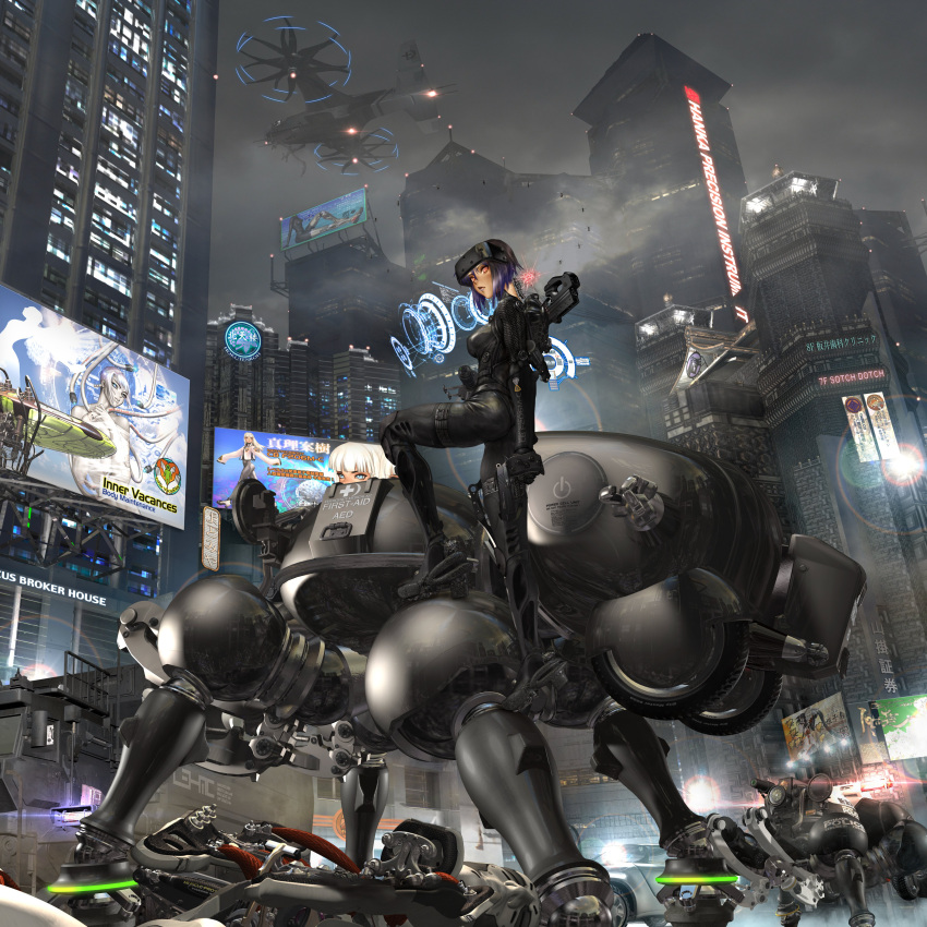 Safebooru - 1girl absurdres aircraft black bodysuit bodysuit city ...