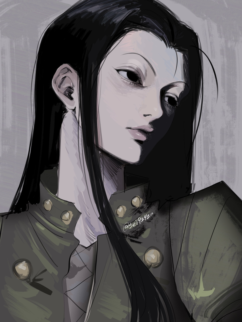 Safebooru - 1boy absurdres black eyes black hair closed mouth green ...