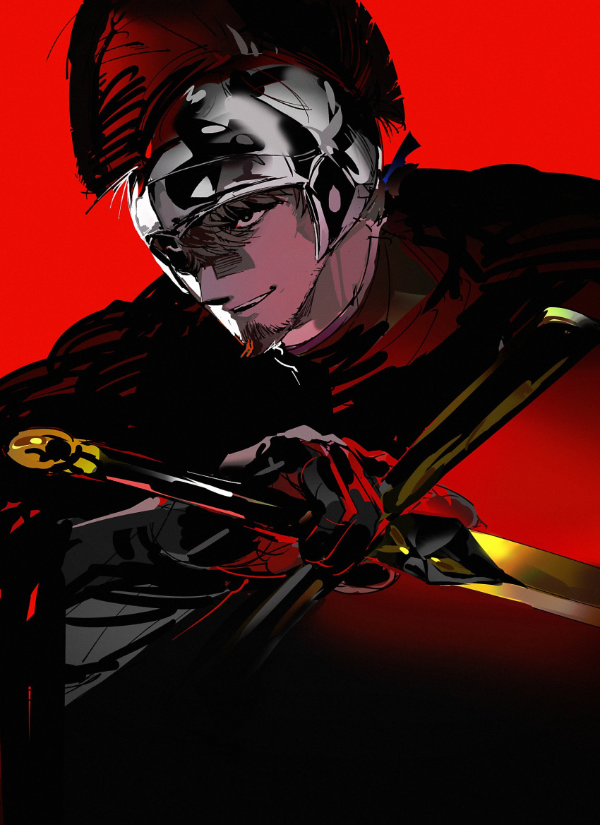 Safebooru - 1boy armor beard stubble drawing sword durandal (fate ...