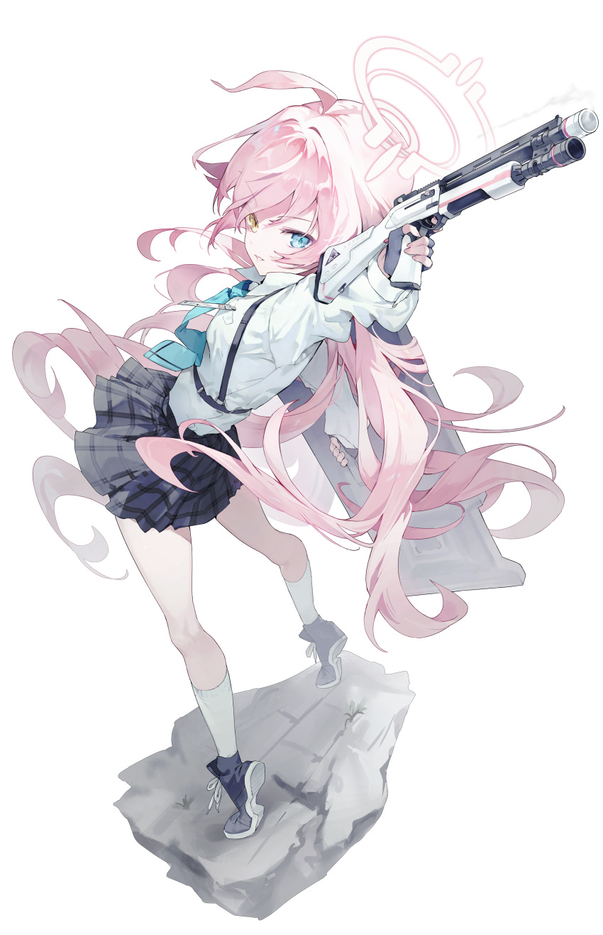 Safebooru - 1girl absurdres ahoge aqua necktie beretta 1301 black gloves black skirt blue ...