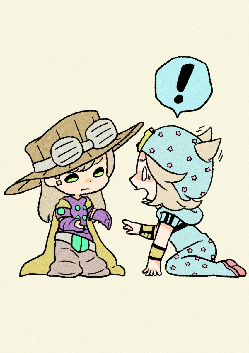 Safebooru - ! 2boys aged down beanie belt belt buckle blue hat blue ...