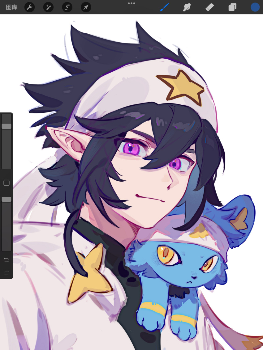 Safebooru - 1boy aotu world art tools in frame bandana black hair black shirt chinese commentary ...