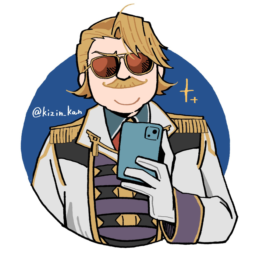 Safebooru - 1boy blonde facial hair blonde hair blue background ...