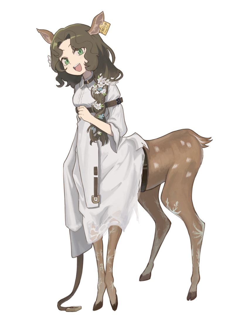 Safebooru - 1girl :d animal ears arm belt asymmetrical sleeves belt ...