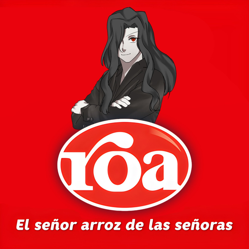 Safebooru - 1boy black shirt check translation crossed arms hair over ...